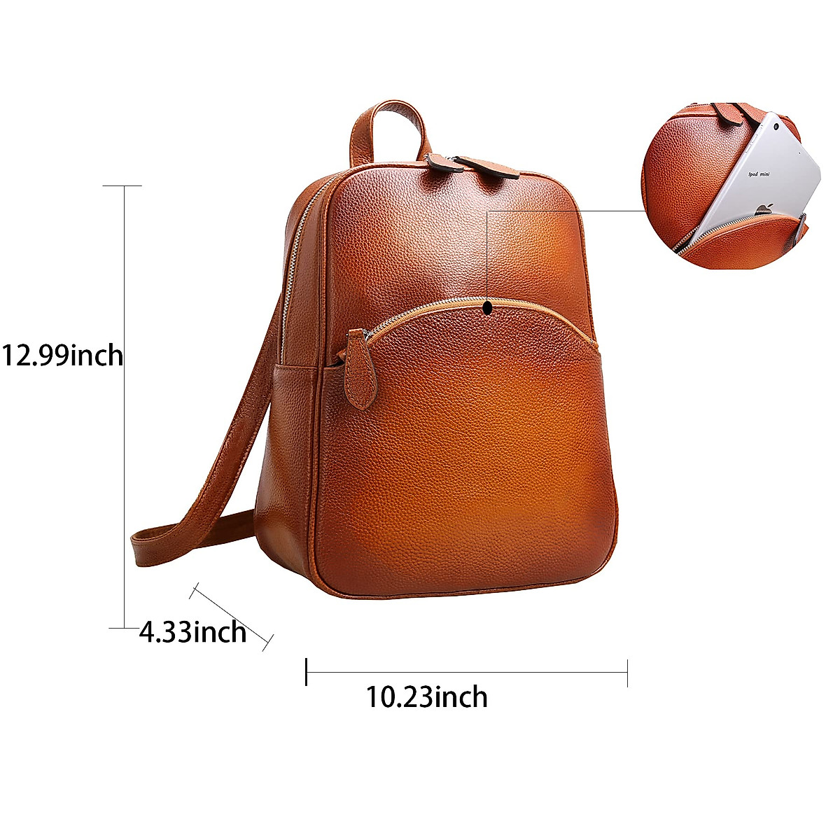 HESHE Genuine Leather Backpack Purse for Women Fashion Multipurpose Travel Ladies Purses Casual Daypack(Sorrel)