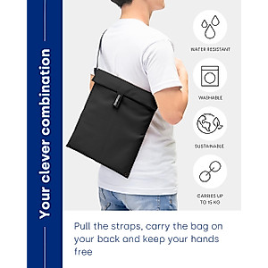 Notabag Crossbody bag (black) – All in one tote bag, handbag, fanny pack & belt bag – Innovative design made from recycled materials – Crossbody bag men and women – Versatile cross body bag