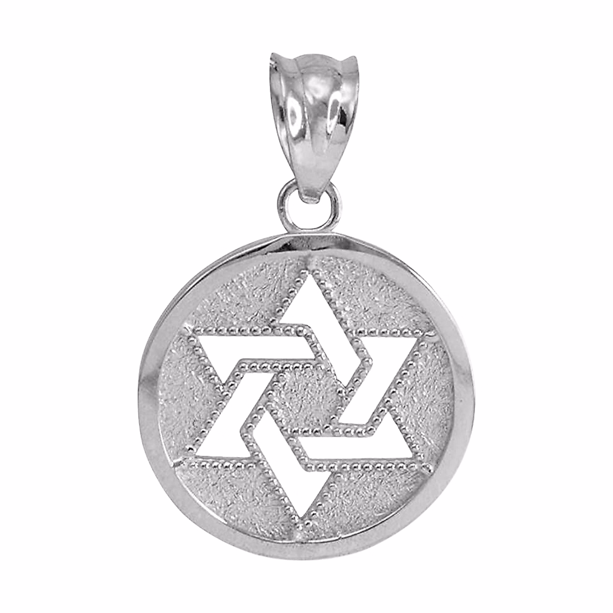.925 Sterling Silver Jewish Six Pointed Star of David Magen Judaica Hexagram Round Medal Pendant - Pendant Only
