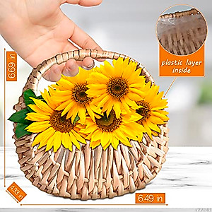 2Pcs Small Wicker Basket with Handle - Flower Girl Baskets for Weddings Rattan Basket Wedding Gift Flower Basket - Wicker Baskets Decorative Baskets for Home Decor Willow Basket Wicker Storage Basket
