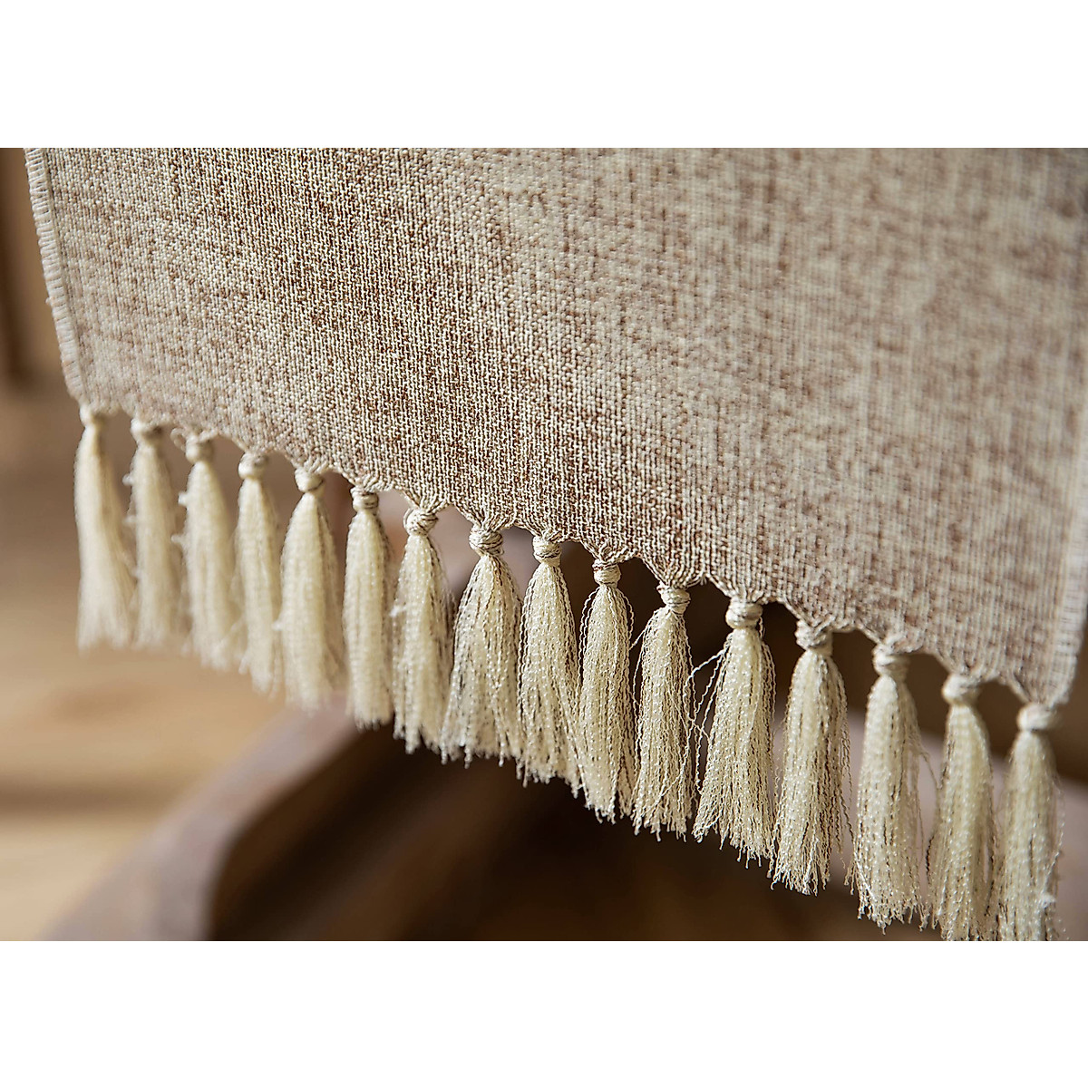 ZeeMart Beige Table Runners 90 Inches Long, Burlap Linen Style Rustic Farmhouse Table Runner, Long Boho Dining Table Runner, 13x90 Inches, Oatmeal Beige