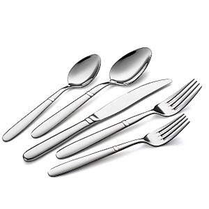 Bruntmor, CRUX Sterling Quality Silverware Royal 45 Piece Flatware Cutlery Set, 18/10 Stainless Steel, Service for 8 100% Rust Proof (45 Piece)