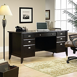 Sauder Shoal Creek Executive Desk, L: 65.12" x W: 29.29" x H: 30.55", Jamocha Wood finish