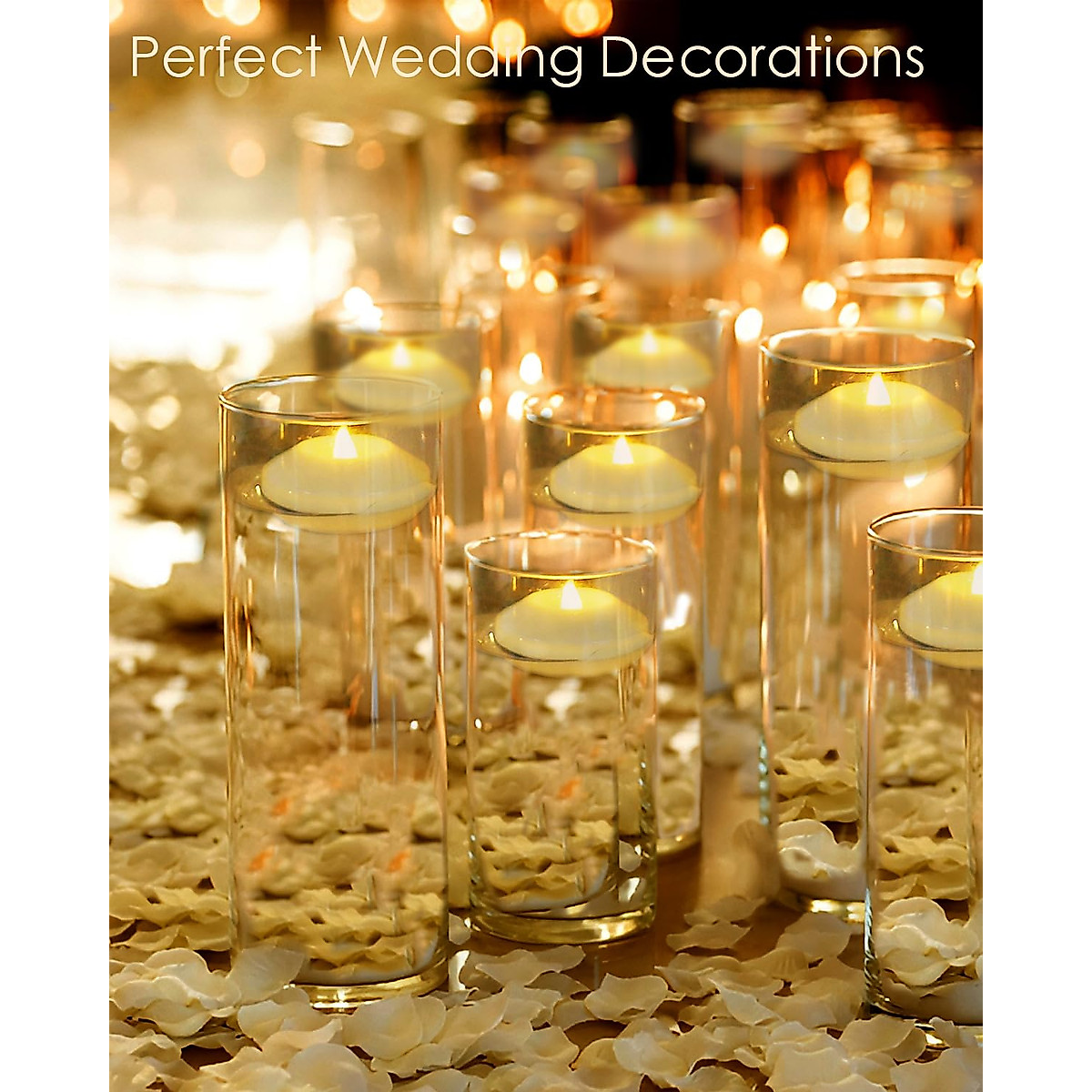 LARDUX Pack of 24 LED Floating Candles - 3 Inch Flameless Plastic Floating Tea Lights for Bathtub Swimming Pool Vase Centerpiece Decoration