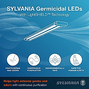 LEDVANCE Sylvania 4ft Shop Light with LightSHIELD Technology, Germicidal, 40W, 4000 Lumens, Non-Dimmable, On/Off Pull Chain, Linkable, 4000K, Cool White (75751)
