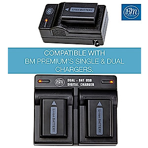 BM Premium 2 NP-FW50 Batteries for Sony ZV-E10, A6100, A6400, DSC-RX10 IV, DSC-RX10 III, DSC-RX10 II, DSCRX10, Alpha 7, Alpha 7R, a7, a7R, a7R II, a7S, a7S II, a3000, a5000, a5100, a6000, a6300, a6500