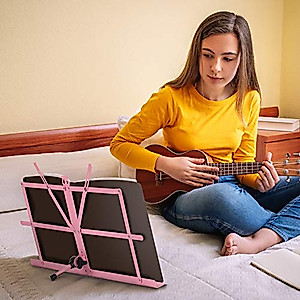 CAHAYA Sheet Music Stand Folding Music Stand Portable with Carrying Bag for Books Notes Pink CY0204-1