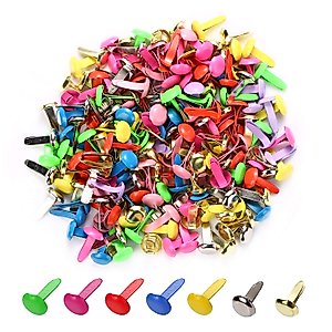 moinkerin 200 Pcs Mini Brads Metal Brad Fasteners Split Pins Pastel, 0.3 x 0.47 inch Multicolor Round Brads for Paper Craft DIY Stamping Scrapbooking