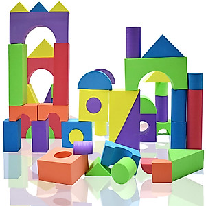 Number 1 in Gadgets Giant Foam Building Blocks, Building Toy for Kids, Ideal Blocks Construction Toys for Toddlers, 50 Pieces Different Shapes and Sizes, Waterproof, Bright Colors, Safe, Non Toxic