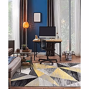 Rugshop Contemporary Distressed Prisma Stain Resistant High Traffic Living Room Kitchen Bedroom Dining Home Office Area Rug 8'x10' Yellow