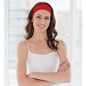 Styla Hair Headbands for Women Stretch Fashion Headbands 10 Pack Non-Slip Head Wraps Great for Spa, Sports, Yoga, Pilates, Running, Gym Headband, Workouts - Red
