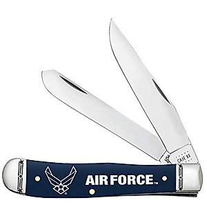 CASE XX Air Force Trapper Knife Navy Blue Synthetic USAF Stainless Pocket Knives