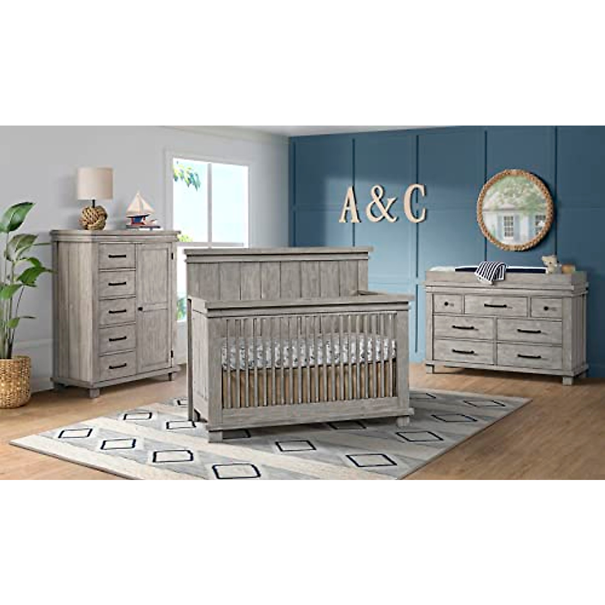 Soho Baby 43037930 Hampton Premium Soft Closing 7-Drawer Dresser, Smooth Stone Wash Finish