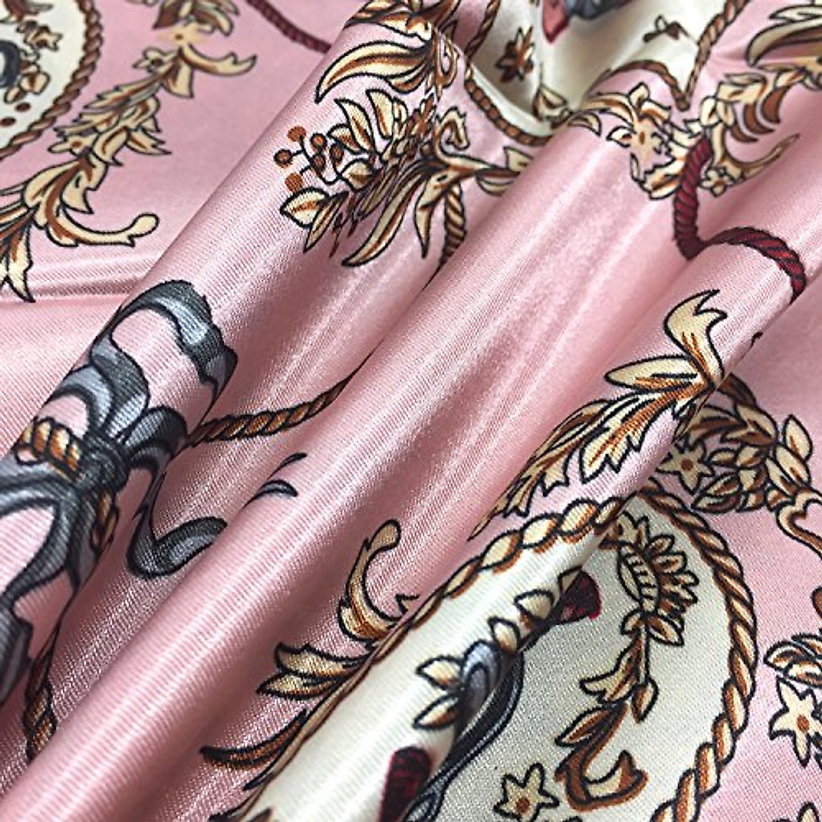 YOUR SMILE Silk Like Scarf Women's Fashion Pattern Large Square Satin Headscarf Head Dress (201)