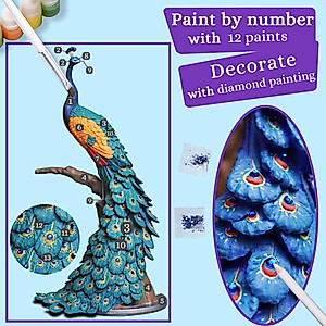 DecorSmart Figurine Arts and Craft Kits for Adults, 3D DIY Kits Hobbies for Adults Women Paint by Numbers Kit for Adults Gifts for Artist (Peacock)