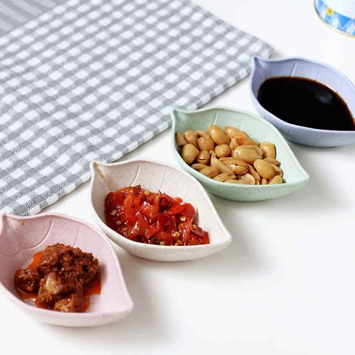 Bowl Set Small Bowls Cereal Bowl Ceramic Bowl ZHANGDONG16PCS Sauce Dishes Leaves Shaped Seasoning Dishes Mini Appetizer Plates Dipping Saucers Bowl for Restaurant Hotel Home7.13