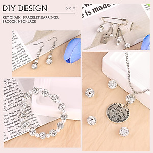 100 pcs 10mm Rhinestone Beads for Jewelry Making, White Shiny Round Shamballa Disco Beads Bulk, Sparkle Crystal Clay Christmas Beads for Bracelet Necklace Earring Crafting and DIY Decoration