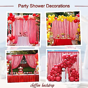 Red Backdrop Curtain for Parties, 10ft x 7ft Wrinkle-Free Sheer Chiffon Fabric Backdrop Drapes for Photography Wedding Birthday Baby Shower