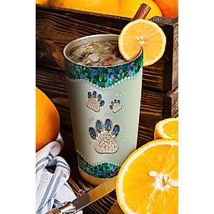 20oz Green Jade Jewelry Cat Mom Tumbler, World's Best Cat Mom Gifts for Cats Lovers, Coffee Thermos for Women, Stainless Steel Double Wall Vacuum Insulated Coffee Mug, Travel Cup with Lid