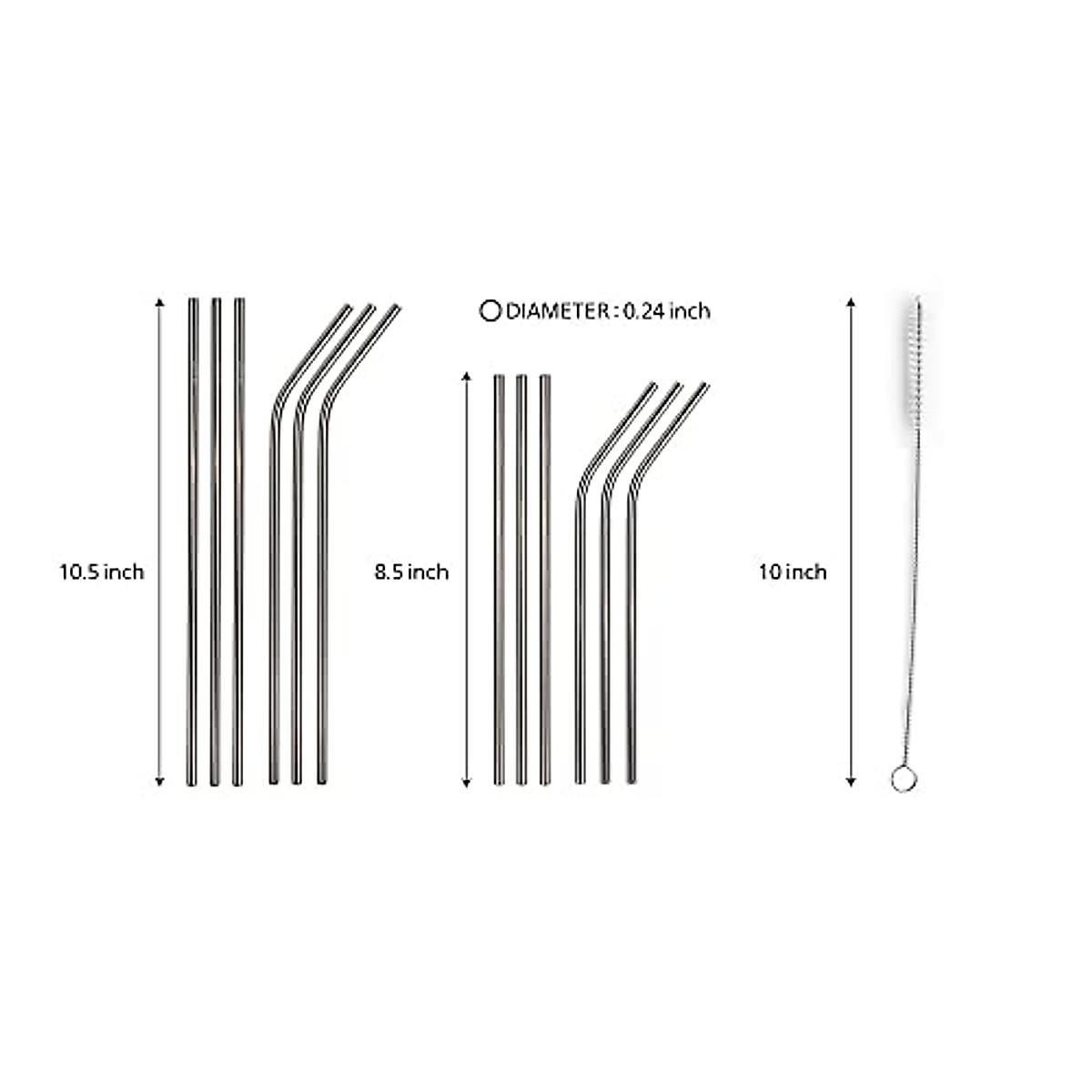 IFUNiD Reusable Stainless Steel Straws 12pcs Set with 2pcs cleaning brushes various size straws for various liquids for a safer earth.
