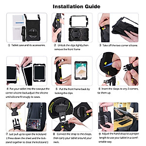 BRAECN for Galaxy Tab A 10.1 2019 Case, Heavy Duty Shockproof Rugged Case with 360 Degree Rotating Hand Strap/Stand and Shoulder Strap for Samsung Tab A 10.1 SM-T510/T515 2019 (Black)