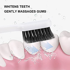 HOGREL Tooth Brushes with Travel Dust Covers Compact Soft Toothbrushes for Adults 8 Count [Black & White]