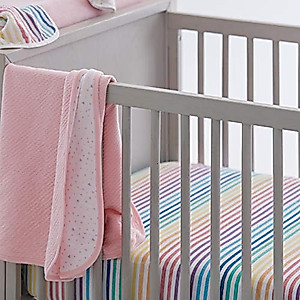 HonestBaby Organic Cotton Fitted Crib Sheet, Rainbow Stripe, One Size