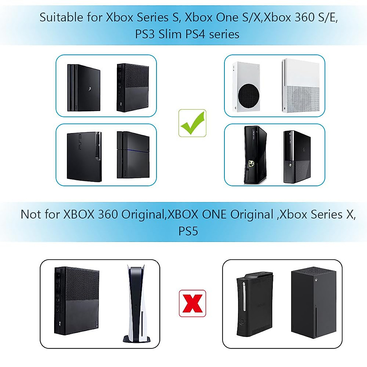 Chanvoo No Drill Aluminum Universal Under Desk Mount Holder for Xbox Series S, Xbox One S/X, Xbox 360, PS4 Slim/Pro, Desktop Mini PC with Adhesive (Black)