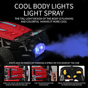 HT HONGTENG RC Car with Spray and Cool Lights,2.4Ghz Remote Control High-Speed Drifting Toy Racing,Christmas Birthday Gifts for Boys and Girls Aged 3-12. (Red Racing)
