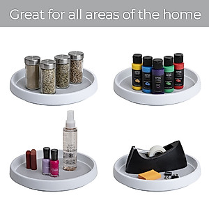 Smart Design Lazy Susan Turntable - (10 Inch) - Non-Slip Lining & Feet - BPA Free - Cupboard, Fridge, Jars, Spices, Cabinet, Countertop, Pantry, Storage, Kitchen Organizer [White with Gray] - Set of 2