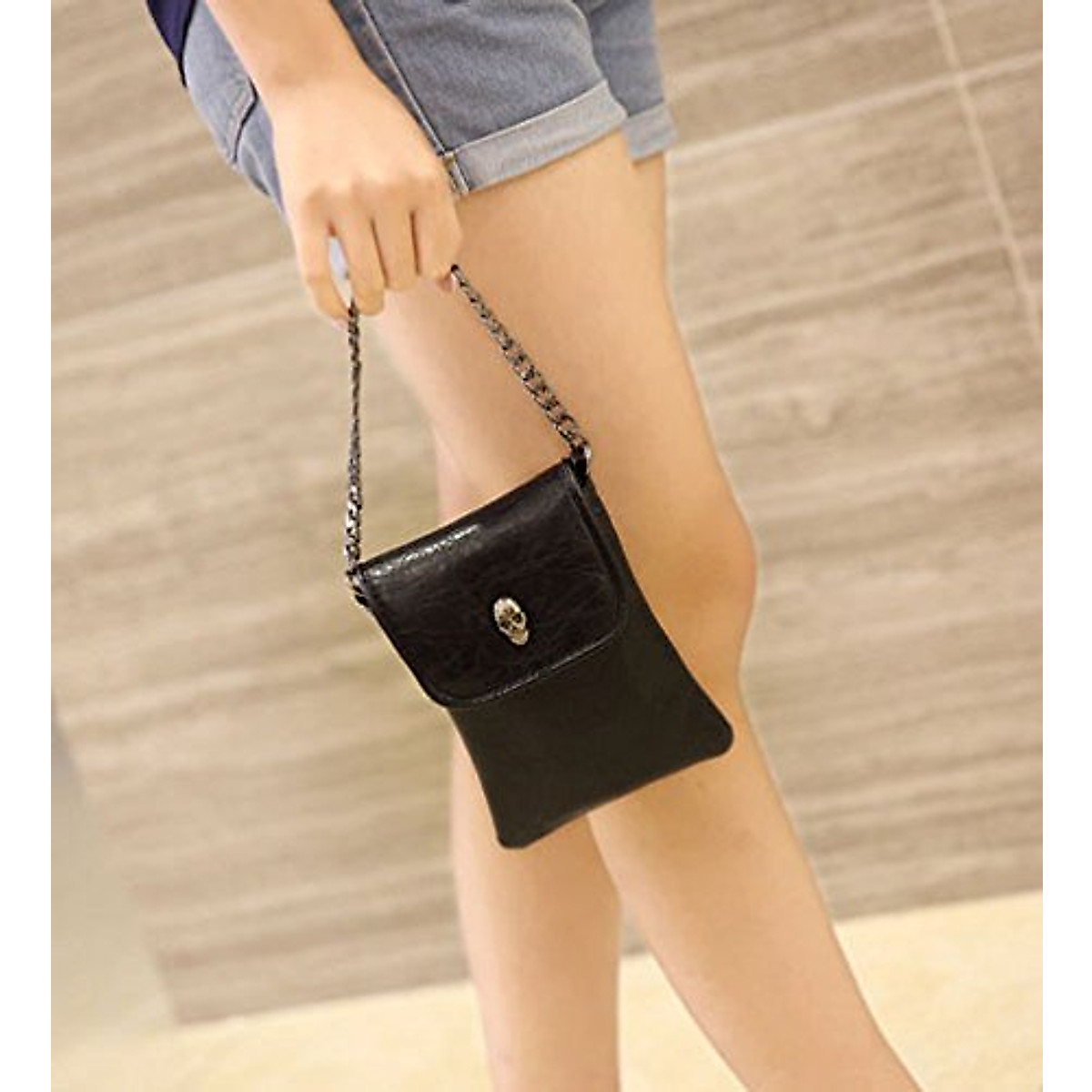 Studded Skull Gothic Mini Chain Crossbody Shoulder Bag Satchel Travel Leather Tote Handbag Purse