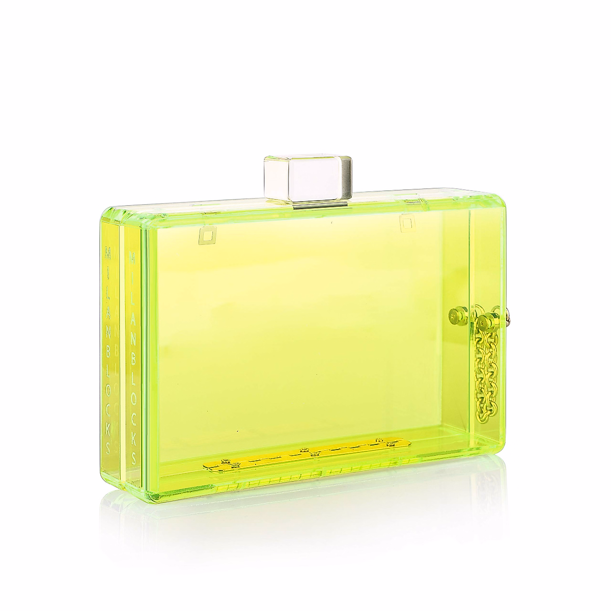 MILANBLOCKS Neon Transparent Clear Acrylic Plastic Hard Party Clutch Purse