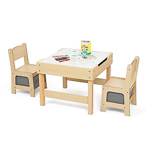 OOOK 3 in1 Toddler Table Chair Set, Kids Table and Chair Set with Blackboard and Storage Drawer, Kids Activity Table for Kids Room, Nursy and Playroom. Toddler Table and Chair Set 2-4 Year Old.