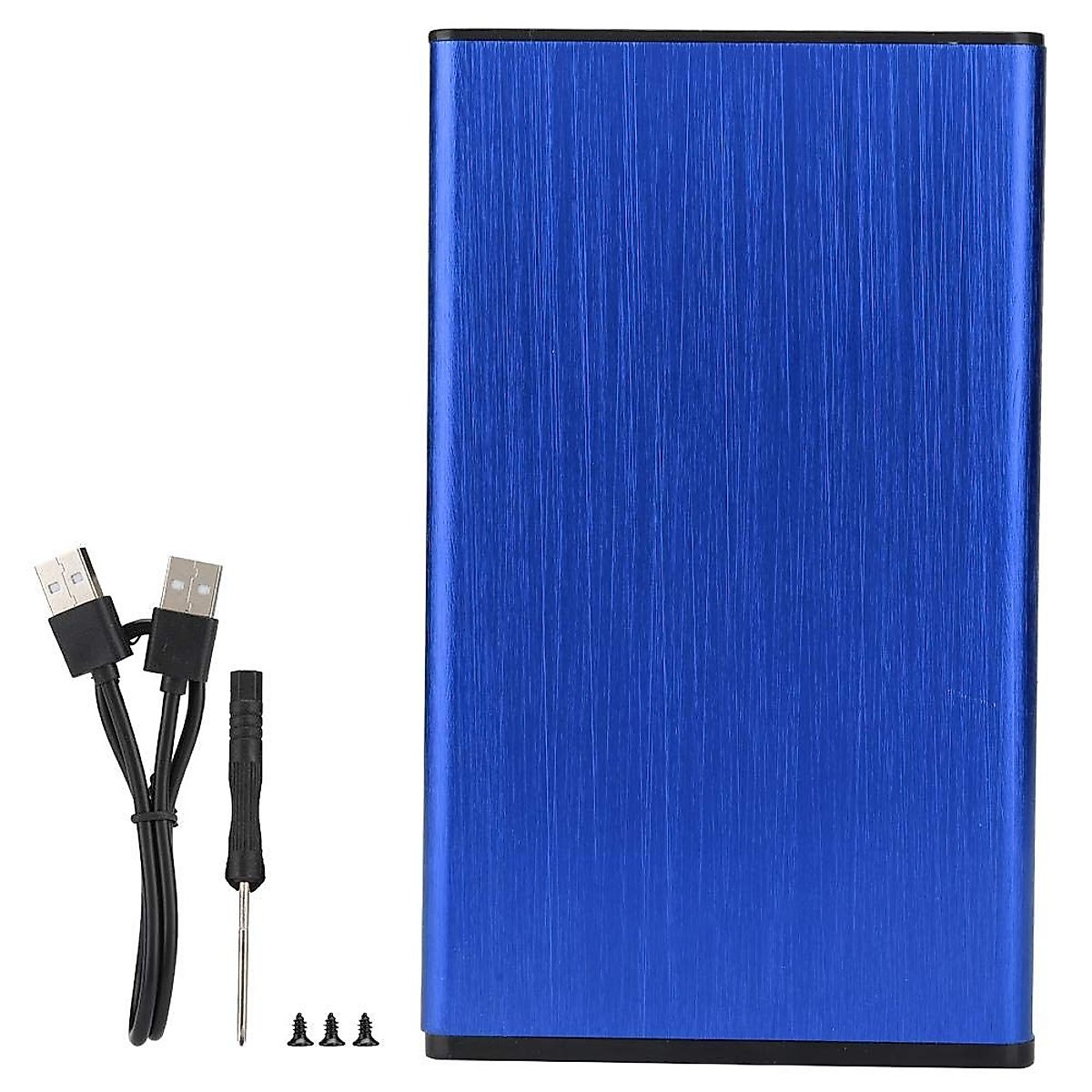 2.5inch USB2.0 Mobile HDD Case,External Mobile Hard Disk Case Box,Aluminum Alloy Brushed Fit for 2TB HDD SSD,Plug-and-Play, with LED Indicator(Blue)