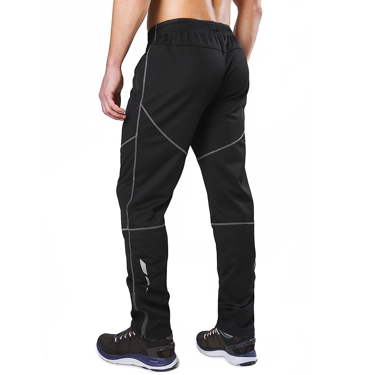 BALEAF Men's Fleece Pants Winter Cycling Pants Mountain Bike Clothing Thermal Cold Weather Running Gear Black M