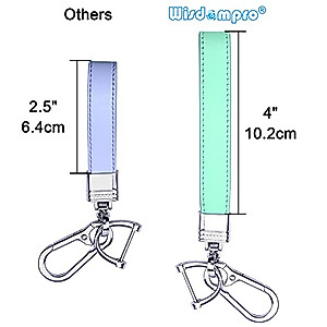 Wisdompro Genuine Leather Car Keychain, Universal Heavy Duty Leather Key FOB Keychain Key Chains Women for Car Keys, 360 Degree Rotation, with Anti-lost D-ring and 3 Keyrings - Mint