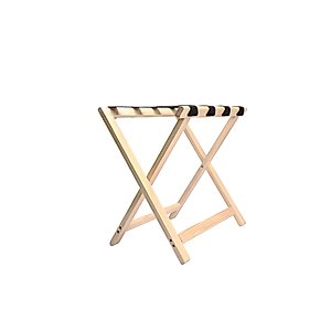 Wholesale Hotel Products Wooden Luggage Rack for Guest Room - Fully Assembled Luggage Stand for Large Suticases - Foldable, Solid Wood - Natural FInish