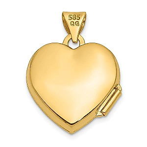 IceCarats 14K Yellow Gold Heart Love Personalized Photo Locket Necklace Charm Pendant 21mm x 15.4mm Only