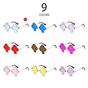 ENTHYI Mushroom Shape Sunglasses for Women Irregular Rimless Eyewear Retro rave Party halloween Sun Glasses