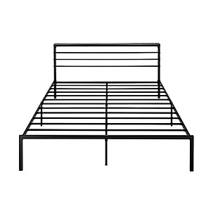 SHA CERLIN King Size Bed Frame with Headboard Shelf, Heavy Duty Platform Bed Frame with Strong Metal Foundation, No Box Spring Needed, Black