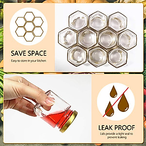 BIGIVACA 3 Ounce Hexagonal Mini Glass Honey Jar with Wooden Dips, 30 Honey Jars with Gold Lid, Bee Pendant, Jute, 35 Bees Stickers, Great for Baby Showers, Party Gifts, Wedding Gifts