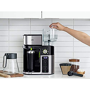Braun MultiServe Coffee Machine 7 Programmable Brew Sizes / 3 Strengths + Iced Coffee & Hot Water for Tea, Glass Carafe (10-Cup), Stainless/Black, KF9150BK