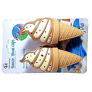 White Ice Cream Style Beach Towel Clips Jumbo Size for Beach Chair, Cruise Beach Patio, Pool Accessories for Chairs, Household Clip, Baby Stroller. by C&H Solutions