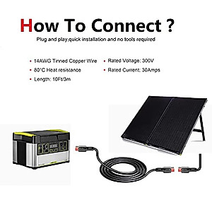 MJPOWER for Goal Zero Extension Cable 20Ft 14AWG Anderson Connector Connect Jackery SolarSaga 100W,Nomad/Boulder 200,Ranger 300 Solar Panel to GZ Yeti 1000+/Jackery 1000 Power Station Solar Generator