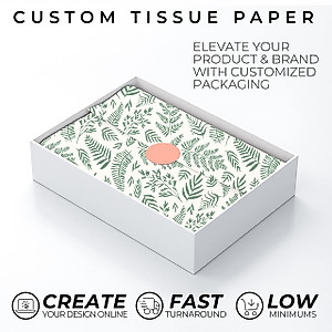 COACO Personalized Tissue Paper, Your Custom Design, Logo, or Text, Great for Holiday or Special Occasion, Small Business Packaging or Gift Wrapping, Gift Bags, 30, 50, or 100 Count, Blush (18"x10")