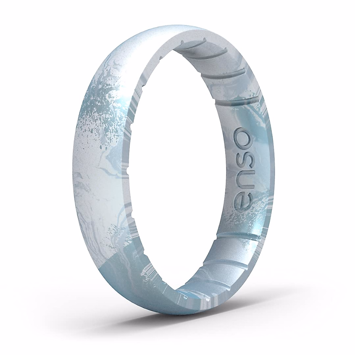 Enso Rings Handcrafted Thin Silicone Ring – Comfortable and Flexible Design – 4.3mm Wide, 1.75mm Thick (Ocean Mist, 10)