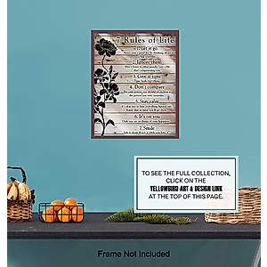 7 Rules Of Life Wall Art - Inspirational Gifts for Women, Men - Motivational Posters, 8x10 - Inspirational Wall Decor - Home Office, Bedroom, Living Room - Inspiring Positive Quotes Wall Decor