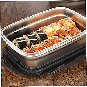 Mikinona Stainless Steel Food Storage Container with Lid Black for Fruits and Vegetables Refrigerator Storage Box and Stylish Design