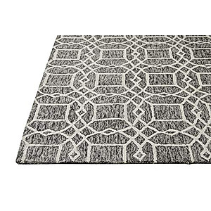 Feizy Rugs - Rhett Geometric Lattice Print Rug, Charcoal Gray, 8ft x 10ft Area Rug