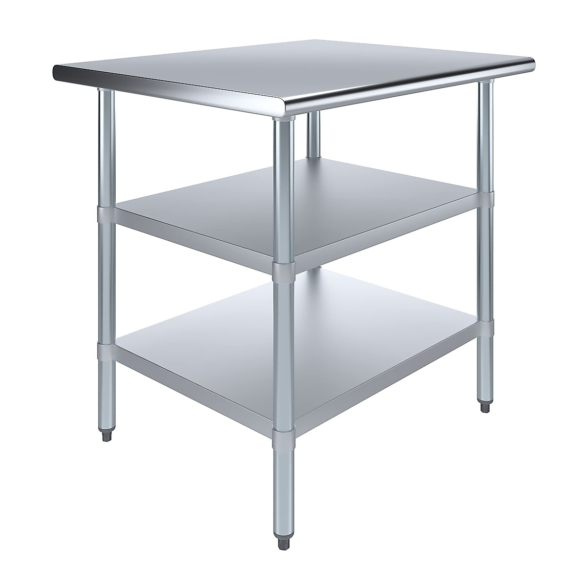 36" Long X 30" Deep Stainless Steel Work Table with 2 Shelves | Metal Food Prep Station | Commercial & Residential NSF Utility Table